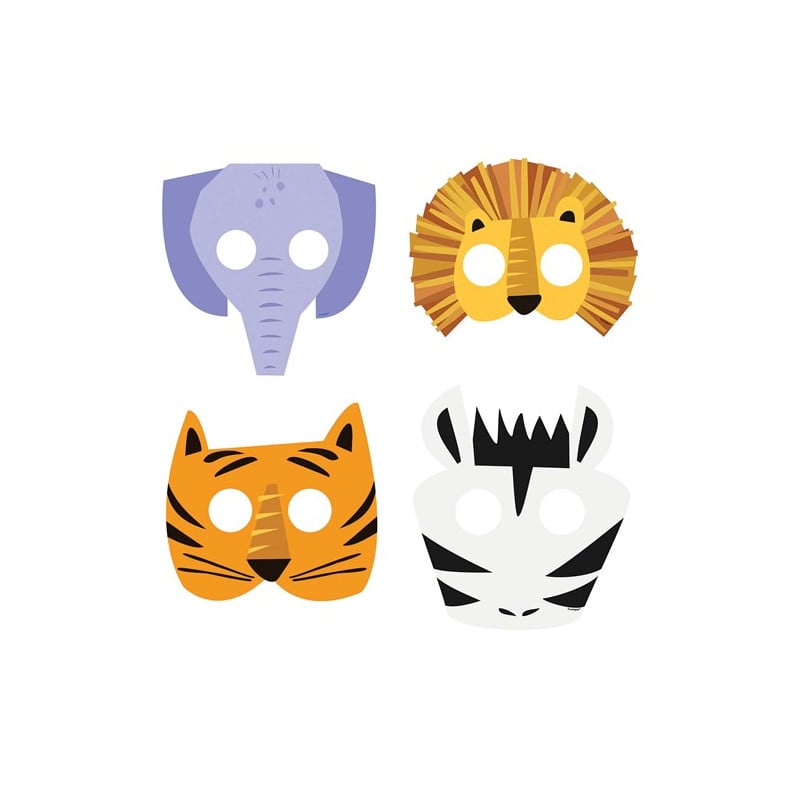 MASCARAS PAPEL ANIMALES SAFARI 8 UD