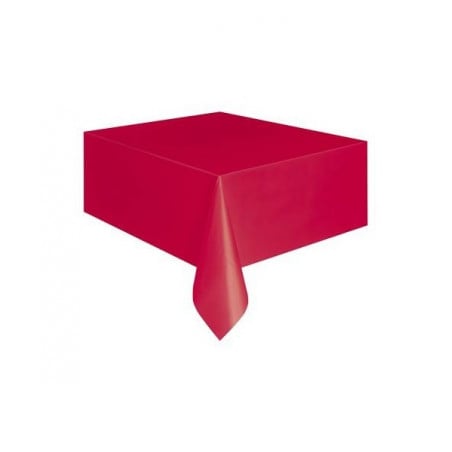 MANTEL PLASTICO RECTANGULAR LISO ROJO